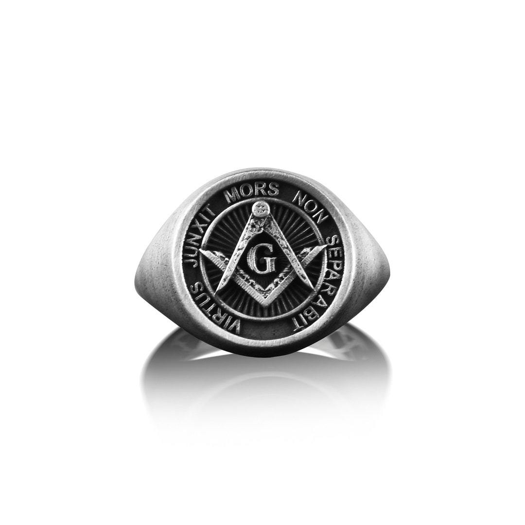 Masonic Pinky Signet Ring in Silver, Freemason Ring for Husband in ...