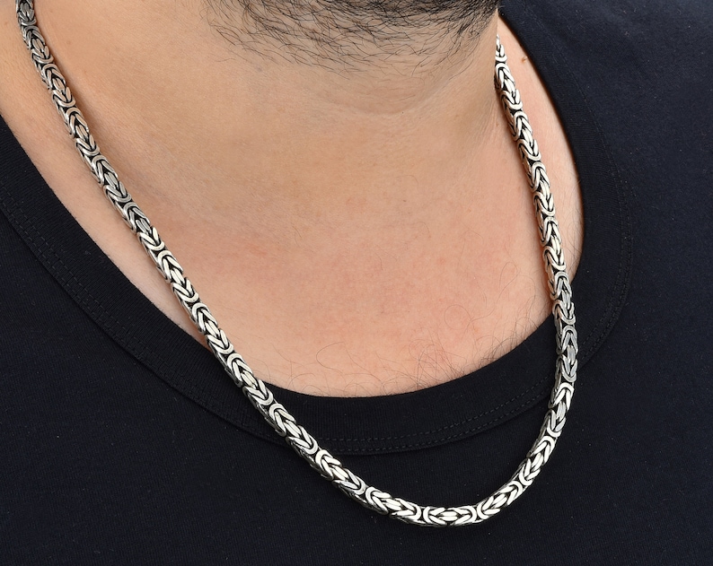 5mm Byzantine Chain Bali Byzantine Necklace Men Silver Chain | Etsy