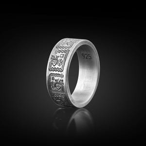 Aztec and Mayan Hieroglyphics Ring, Ancient Unique Mens Ring in ...