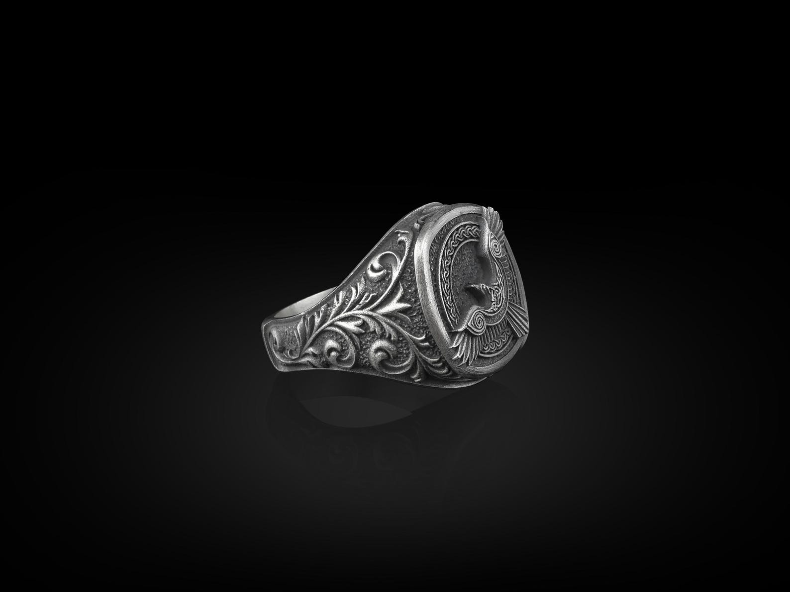 Tiny Trinity Celtic Raven Square Signet Ring, Viking Norse Mythology ...