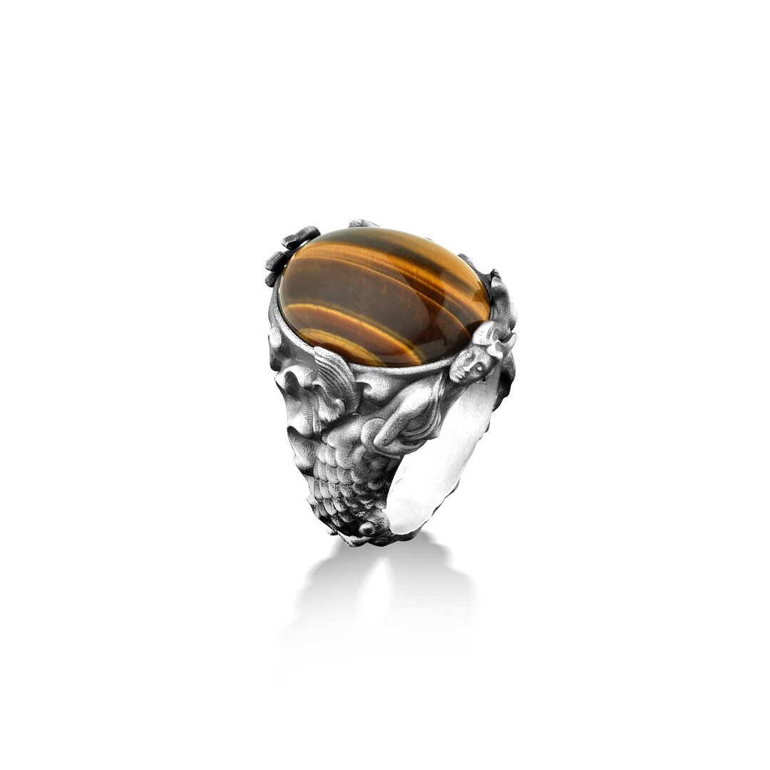 Tigers Eye Greek Mythology Sterling Silver Men Rings, Tigers Eye ...