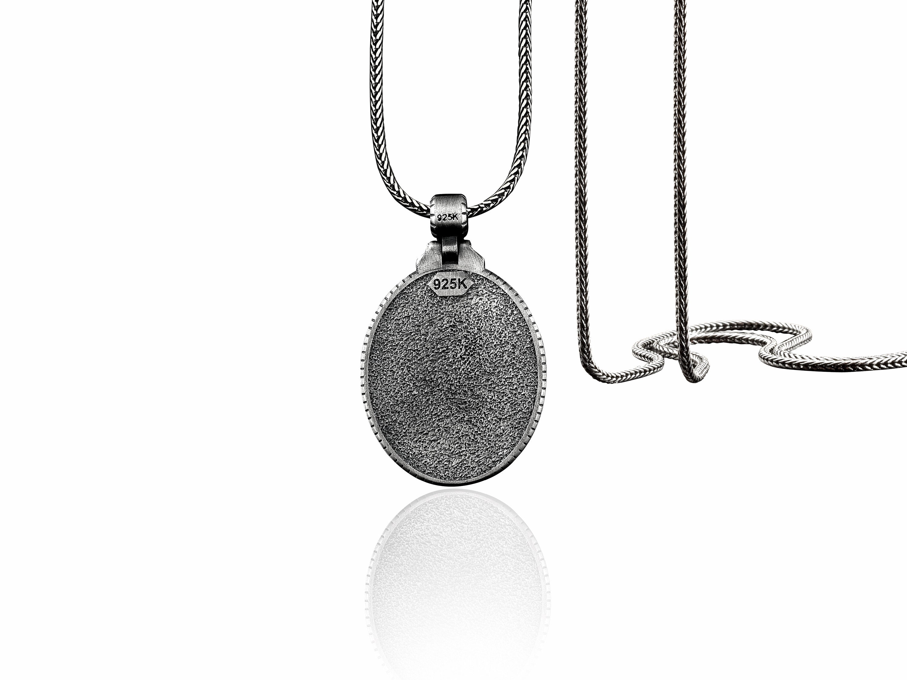 Silver Saint George Mens Necklace Saint George With Dragon | Etsy