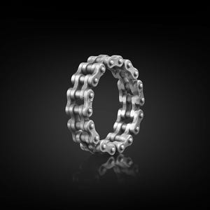 Biker Chain Ring in Oxidized Silver, Motorcycle Chain Ring for Men in ...