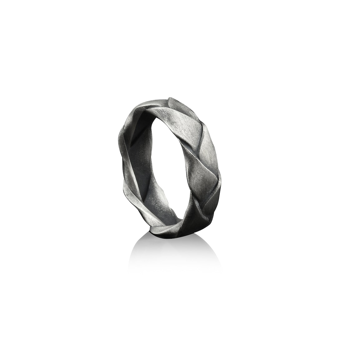 Twine Handmade Sterling Silver Men Brutal Ring, Silver Men Wedding Ring ...