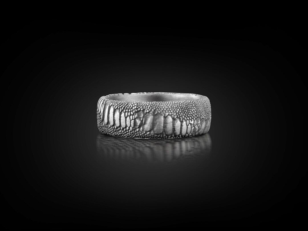 Snake Skin Unique Mens Ring in Silver, Serpent Skin Promise Ring for ...