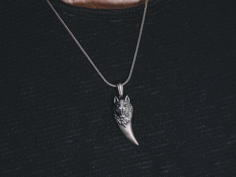 Nordic Wolf Tooth Handmade Sterling Silver Men Charm Necklace - Etsy