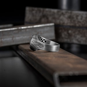 Windrose Star Compass Silver Men Ring, Compass Traveler Pattern Signet ...