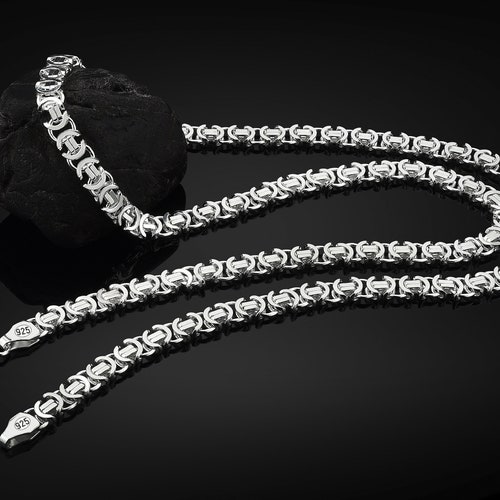 Byzantine Silver Chain Necklace Oxidized Sterling Silver - Etsy