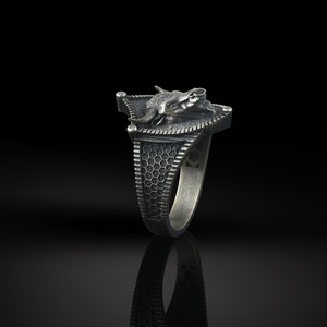 Bull Head Mens Ring Silver Bull Ring Silver Shield Mens | Etsy