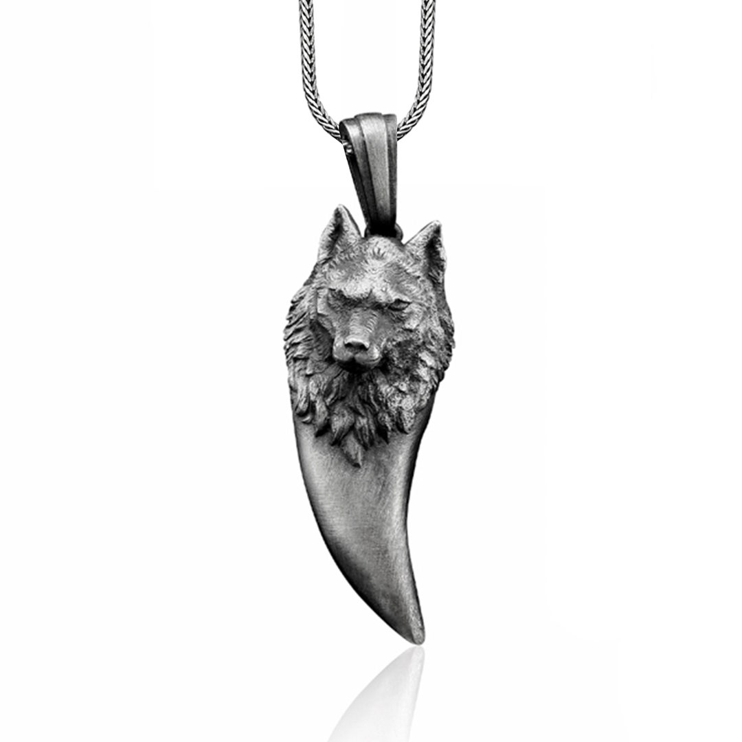 Nordic Wolf Tooth Handmade Sterling Silver Men Charm Necklace ...