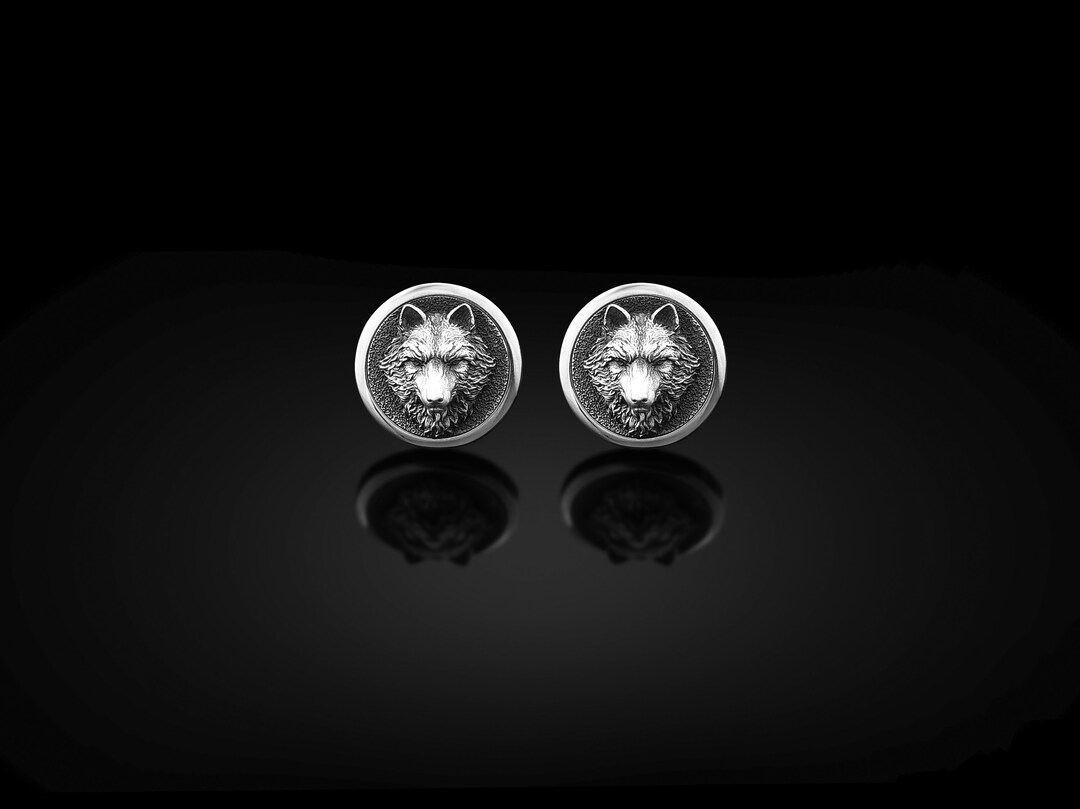 Sterling Silver Wolf Mens Cufflinks Wolf Head Men Cufflinks - Etsy