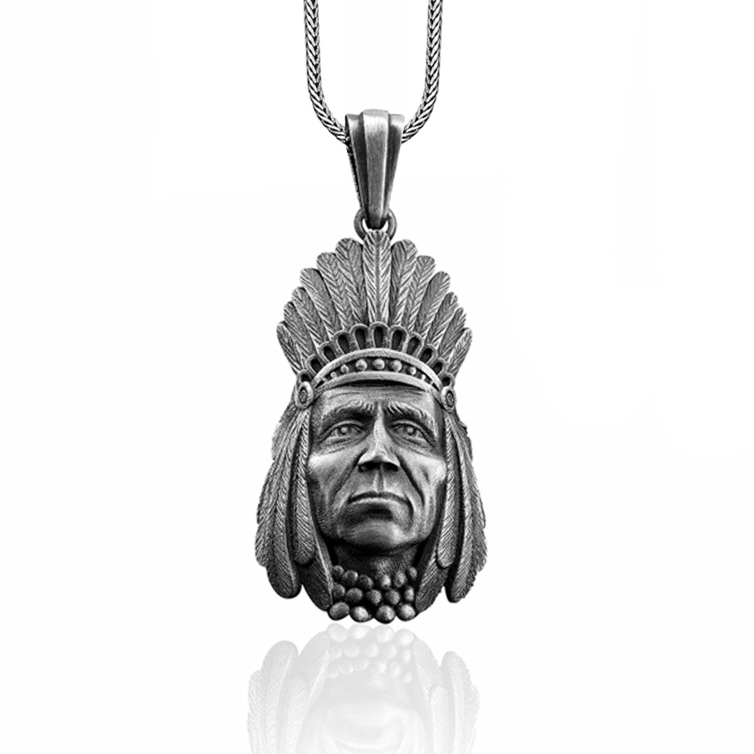 Native American Necklace for Men in Sterling Silver, American Indian ...