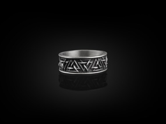 Valknut Knot Handmade Sterling Silver Men Band Ring Viking | Etsy