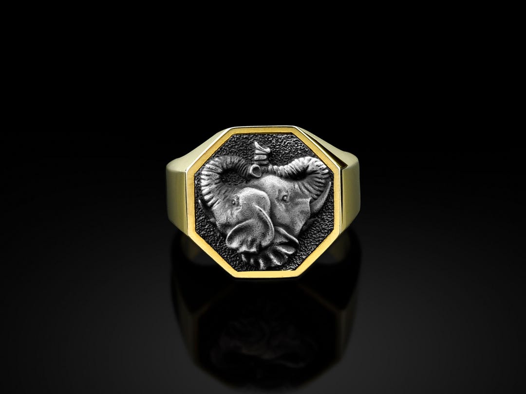 Handmade Sterling Silver Elephant Signet Mens Ring, Signet Elephant Man ...
