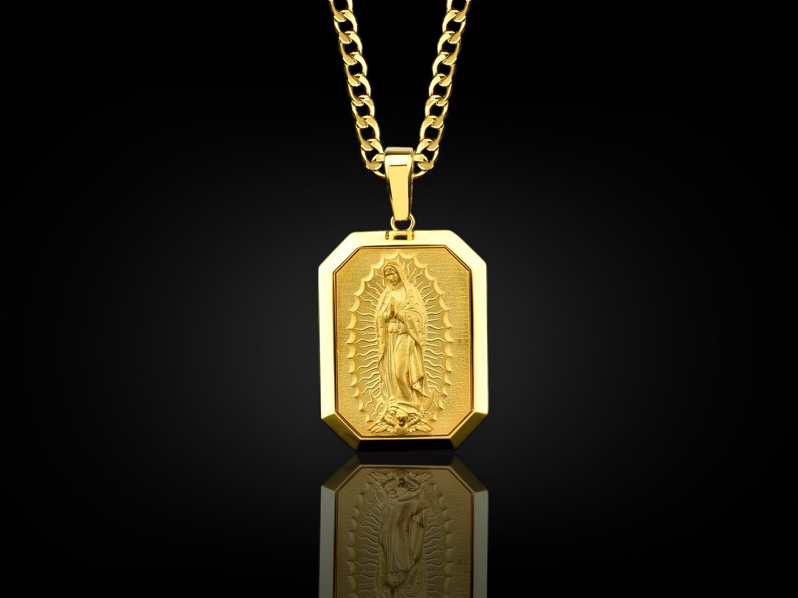 Virgen Maria Lady Guadalupe 14k Gold Custom Neckalce, 21k Gold Our Lady ...