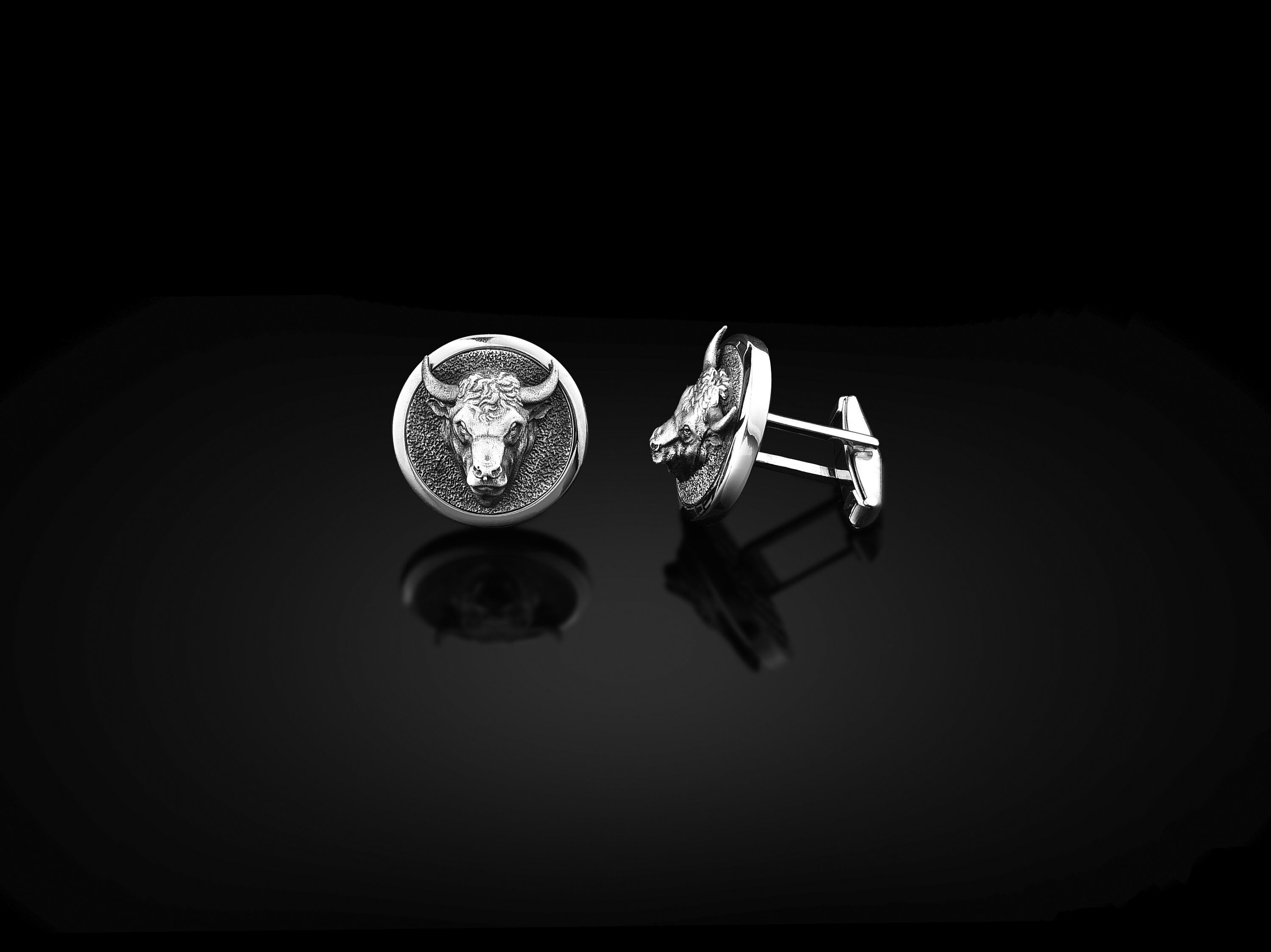 Sterling Silver Bull Men's Cufflinks Taurus Bull Men | Etsy