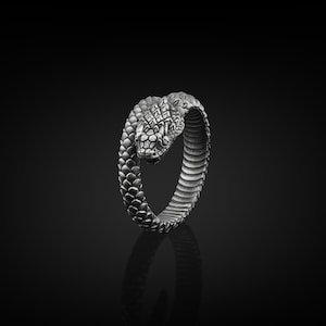 Snake Handmade Sterling Silver Men Ring, Serpent Unique Animal Ring ...