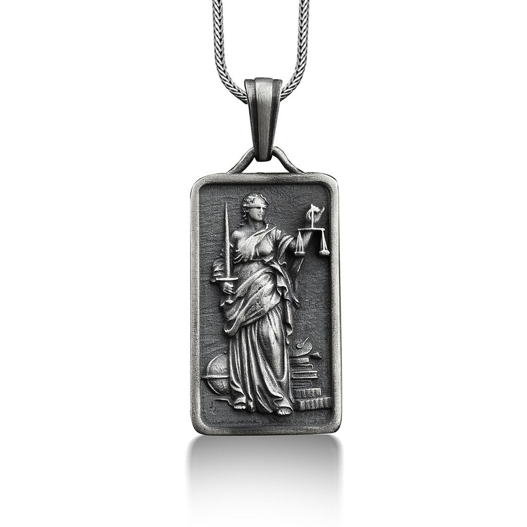 Lady Justice 925 Silver Necklace Sterling Silver the Scale of - Etsy