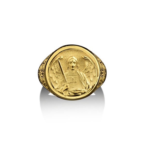 14k Gold St Michael Ring - Etsy