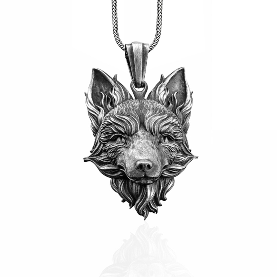 Handmade Silver Fox Necklace, Best Fox Oxidized Silver Pendant, Fox ...