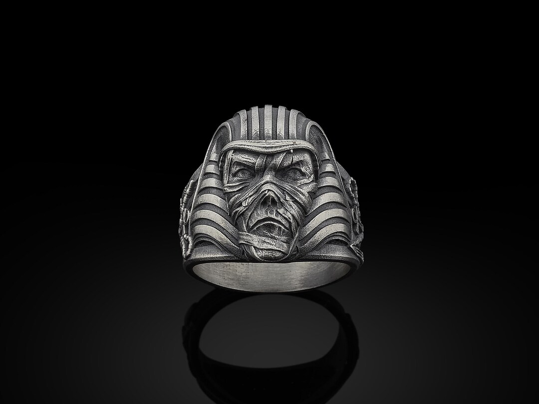 Egyptian Mummy Engraved Ankh Handmade Silver Men Ring, Ancient Egypt ...