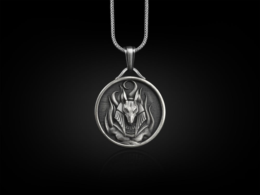 Ancient Egypt Gothic Anubis Silver Men Necklace, Egyptian God Anubis ...
