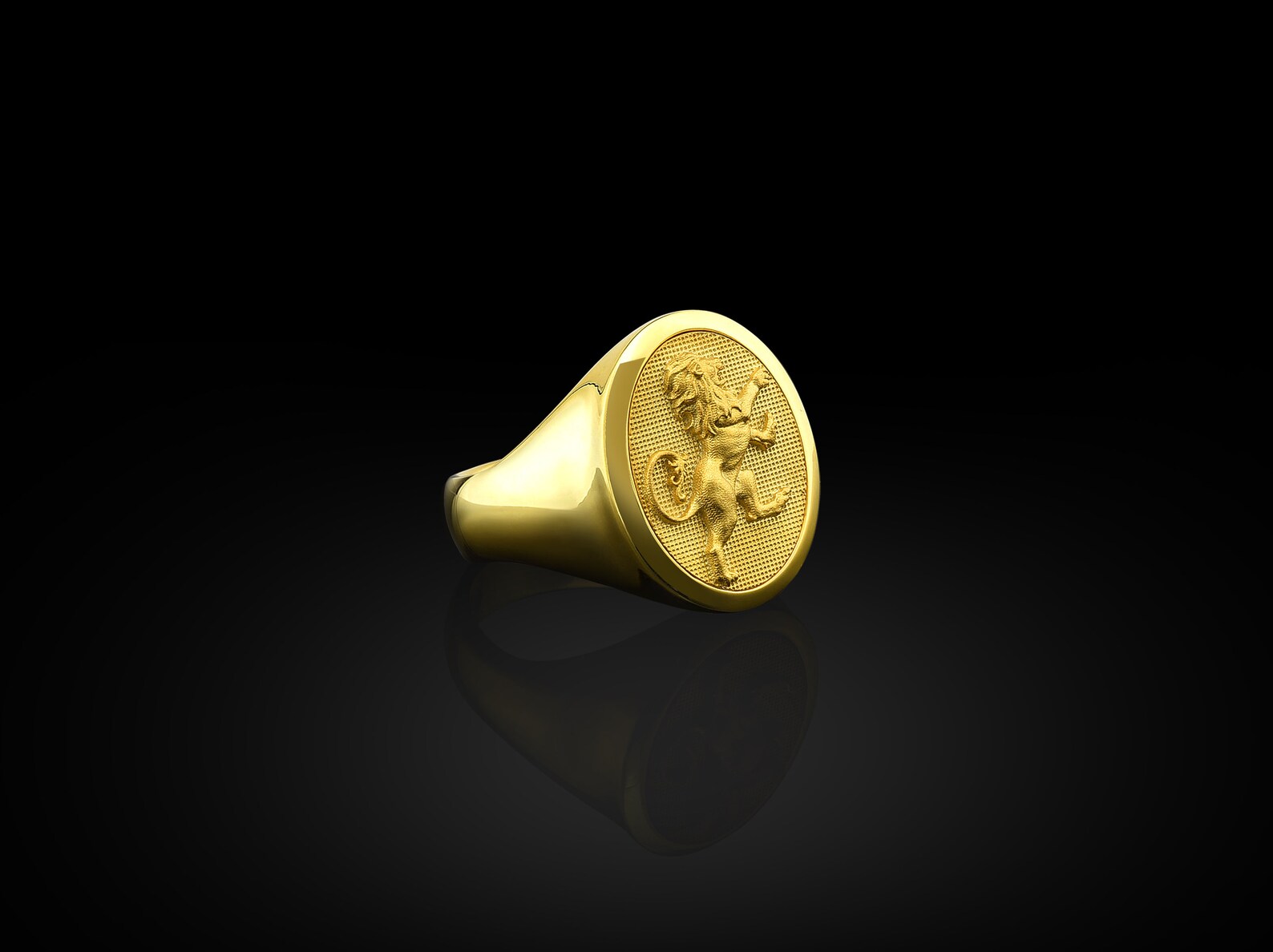 Gold 14K Rampant Lion Men's Ring 18K Gold Lion Rampant | Etsy