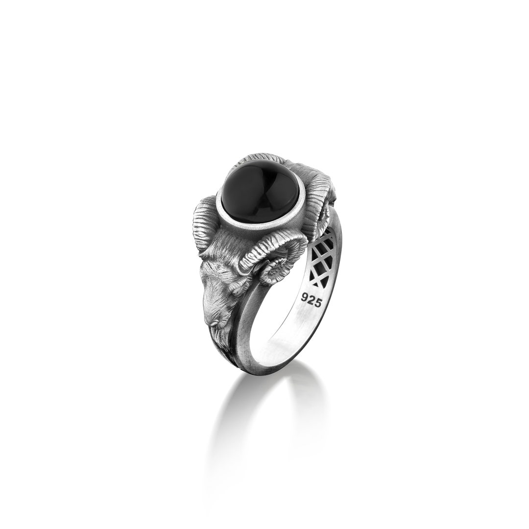 Ram 925 Silver Ring With Black Onyx One of a Kind Onyx Ring - Etsy