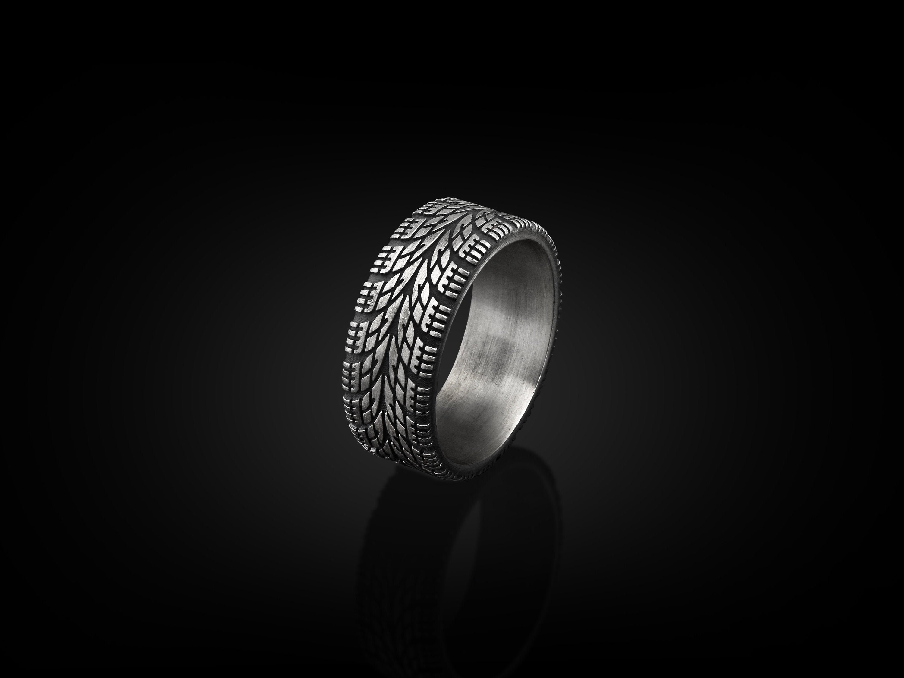 Stylish Tyre Handmade Silver Men Band Ring Fashionable - Etsy