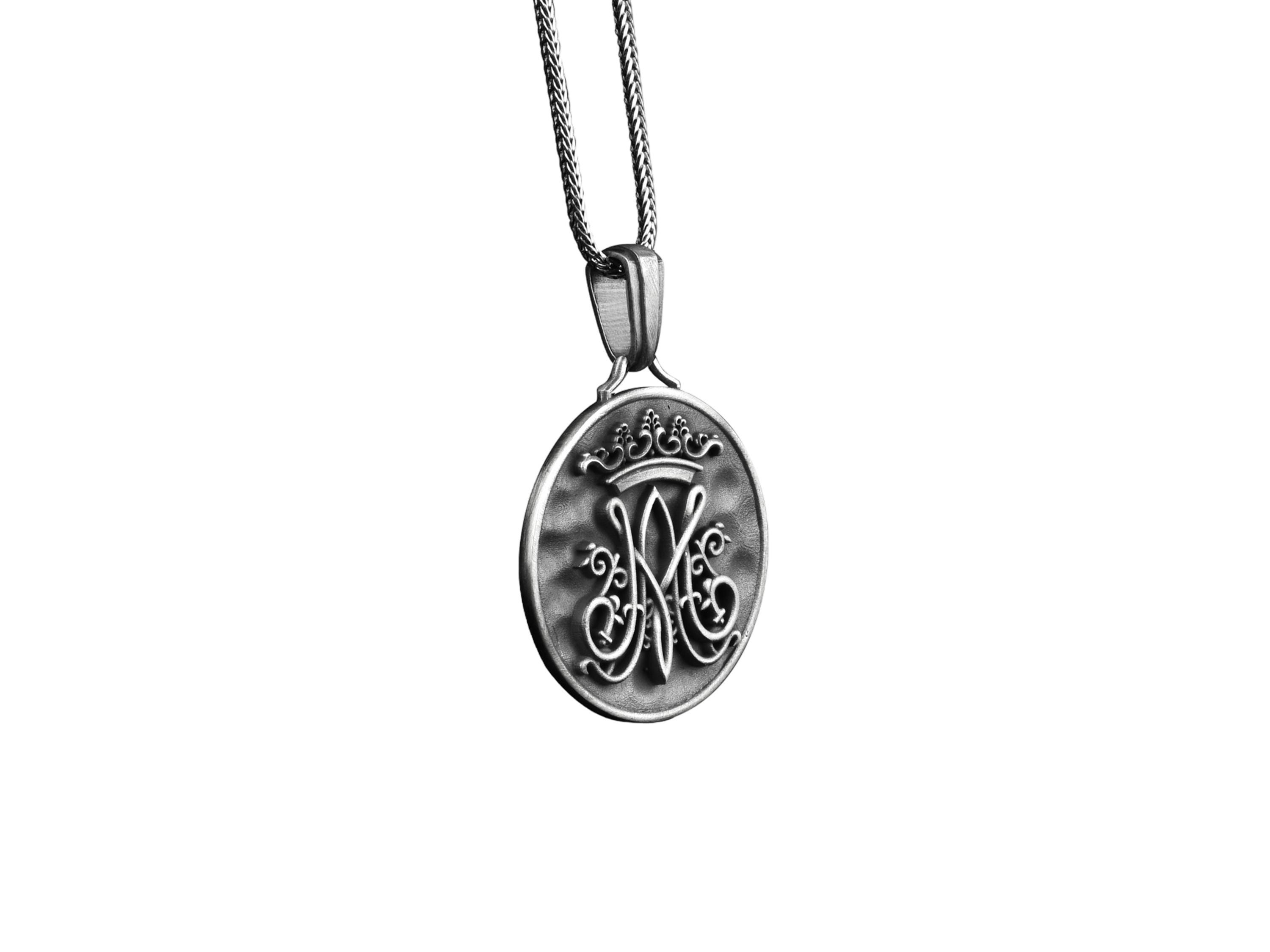 Virgin Mary Symbol Pendant Necklace in Silver, Religious Necklace for ...