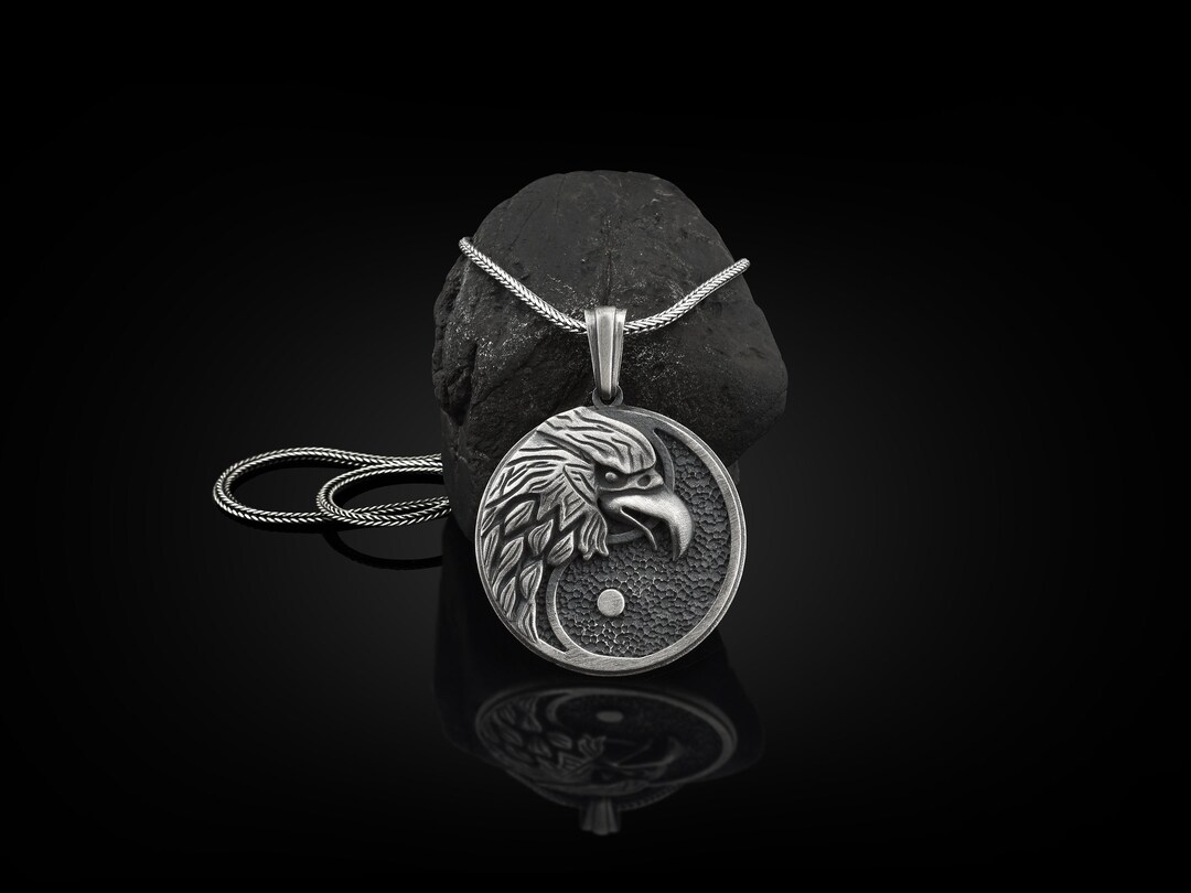 Eagle on Yin and Yang Charm Necklace for Men in Sterling - Etsy