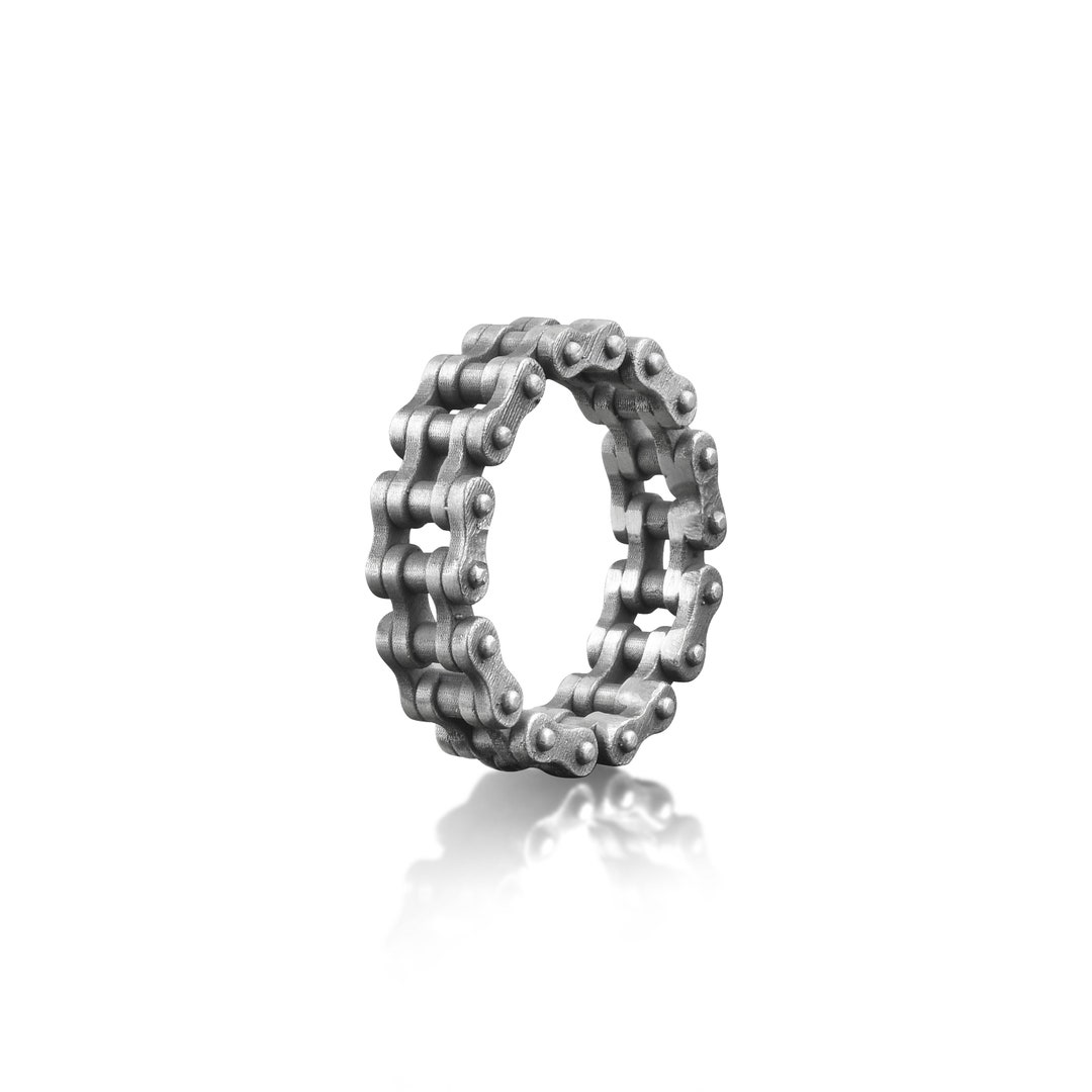 Biker Chain Ring in Oxidized Silver, Motorcycle Chain Ring for Men in ...