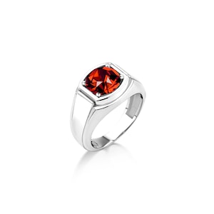 Red Ruby in 925 Silver Promise Ring for Him, Male Promise Ring With Red ...