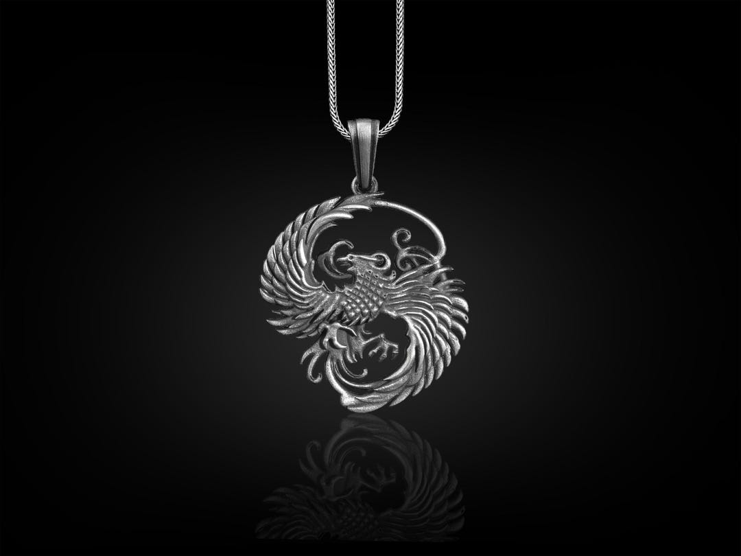 Phoenix Charm Necklace in Sterling Sİlver, Ancient Greek Mythology ...