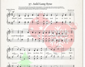 Auld Lang Syne Printable Vintage Popular Christmas Carol Sheet Music - Etsy