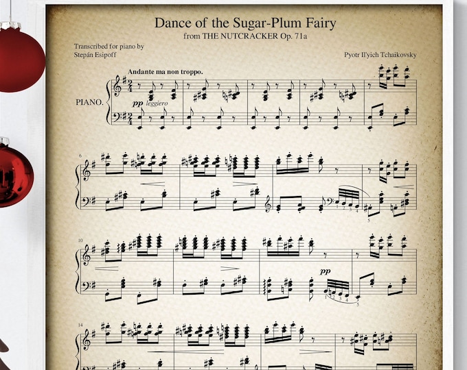 Nutcracker Dance of the Sugar Plum Fairy Printable Vintage Sheet Music ...