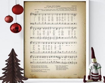 O Come All Ye Faithful Printable Vintage Christmas Hymn Carol Sheet ...