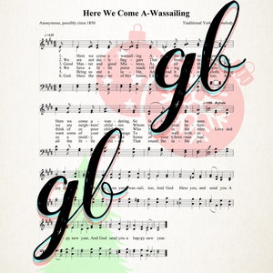 Wassail Song Here We Come A-wassailing Printable Vintage Sheet Music ...