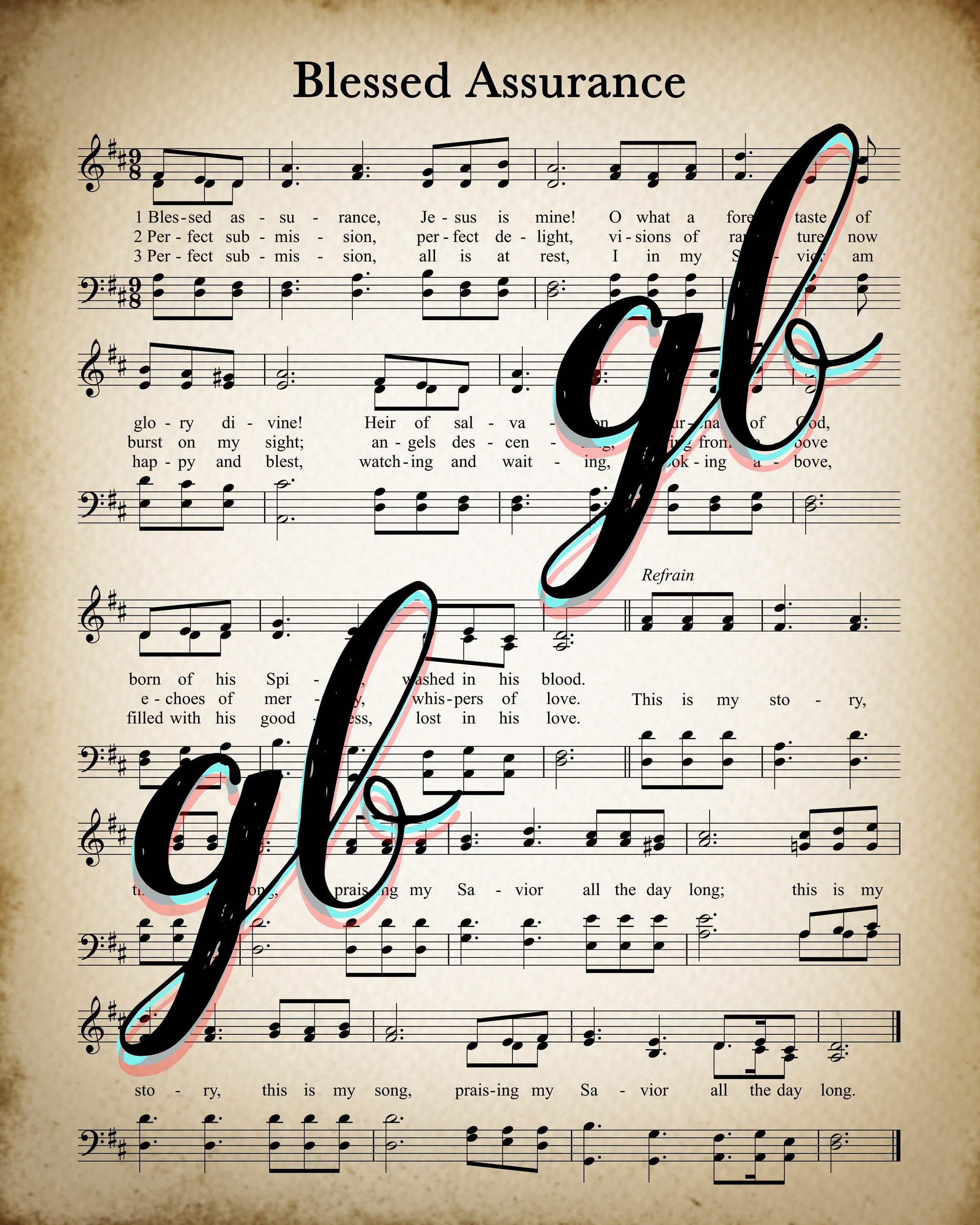 Blessed Assurance Printable Vintage Sheet Music | Christian Hymn Print ...