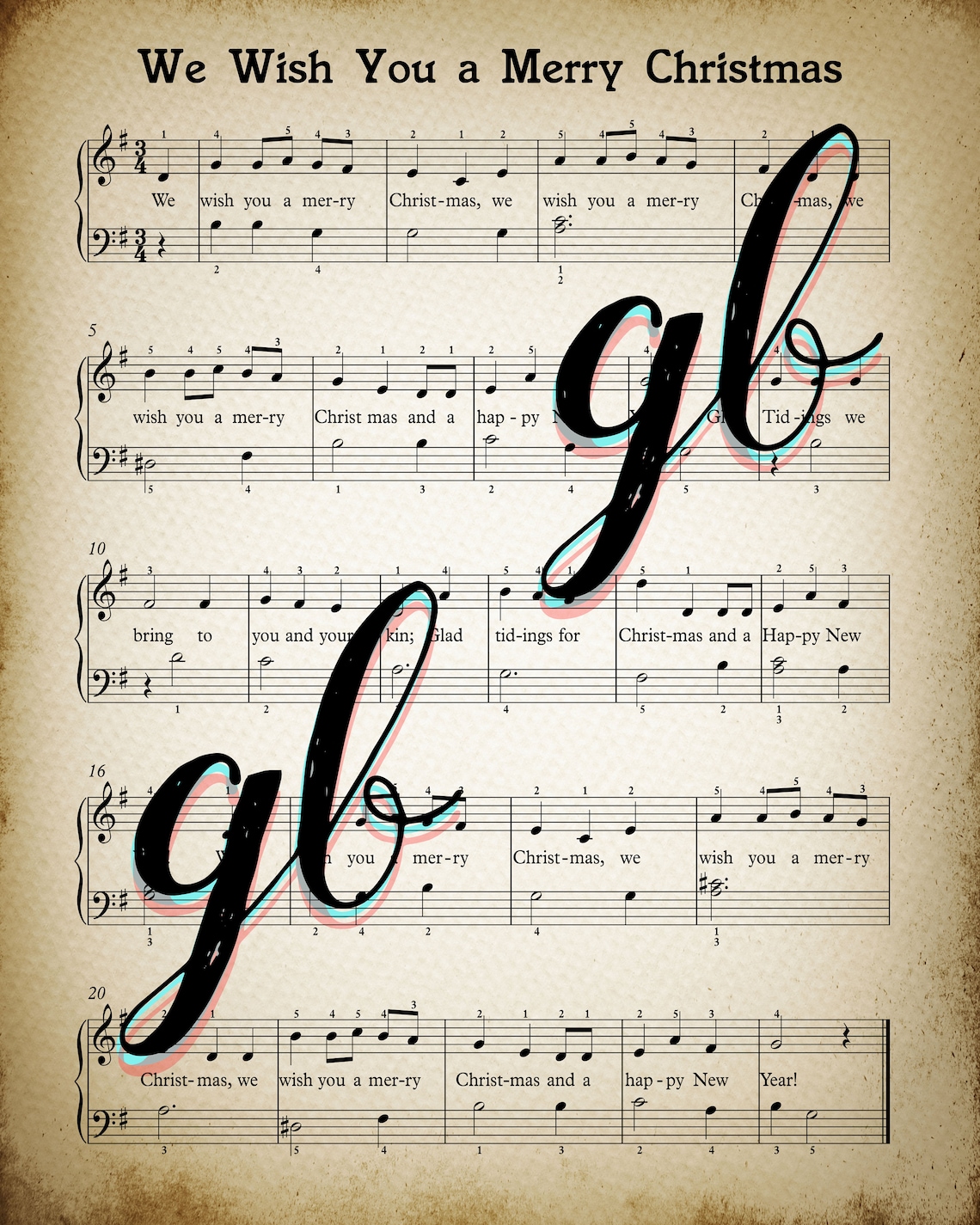We Wish You a Merry Christmas Printable Vintage Sheet Music | Classic ...