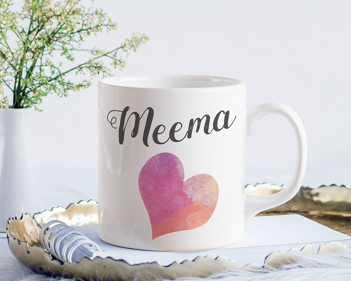 Meema Mug Heart Watercolor Design New Meema Gift for | Etsy
