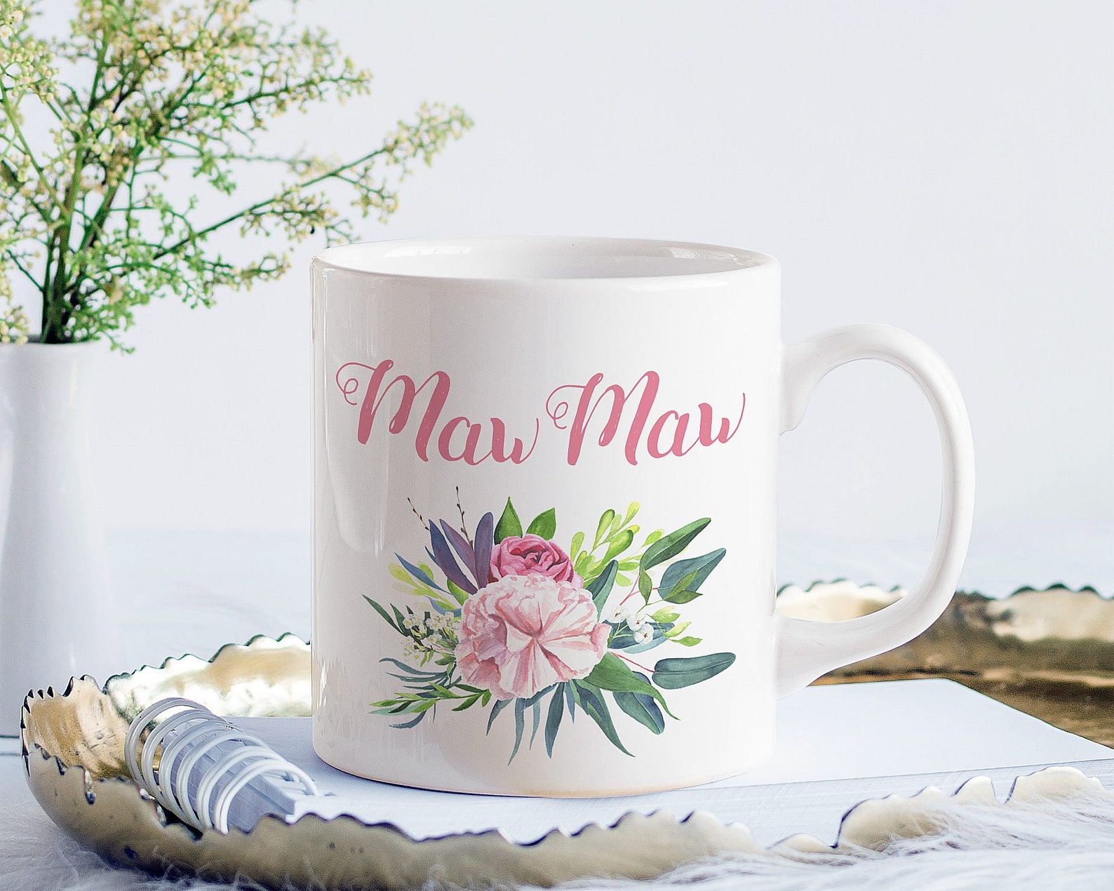 Maw Maw Mug Floral Watercolor Design, New Maw Maw Gift for Christmas or ...