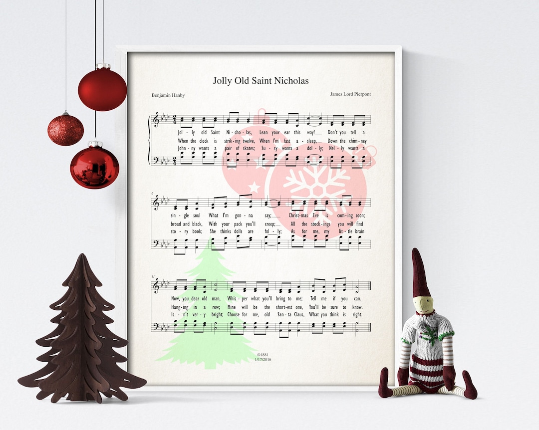 Jolly Old Saint Nicholas St. Nick Printable Vintage Sheet Music ...