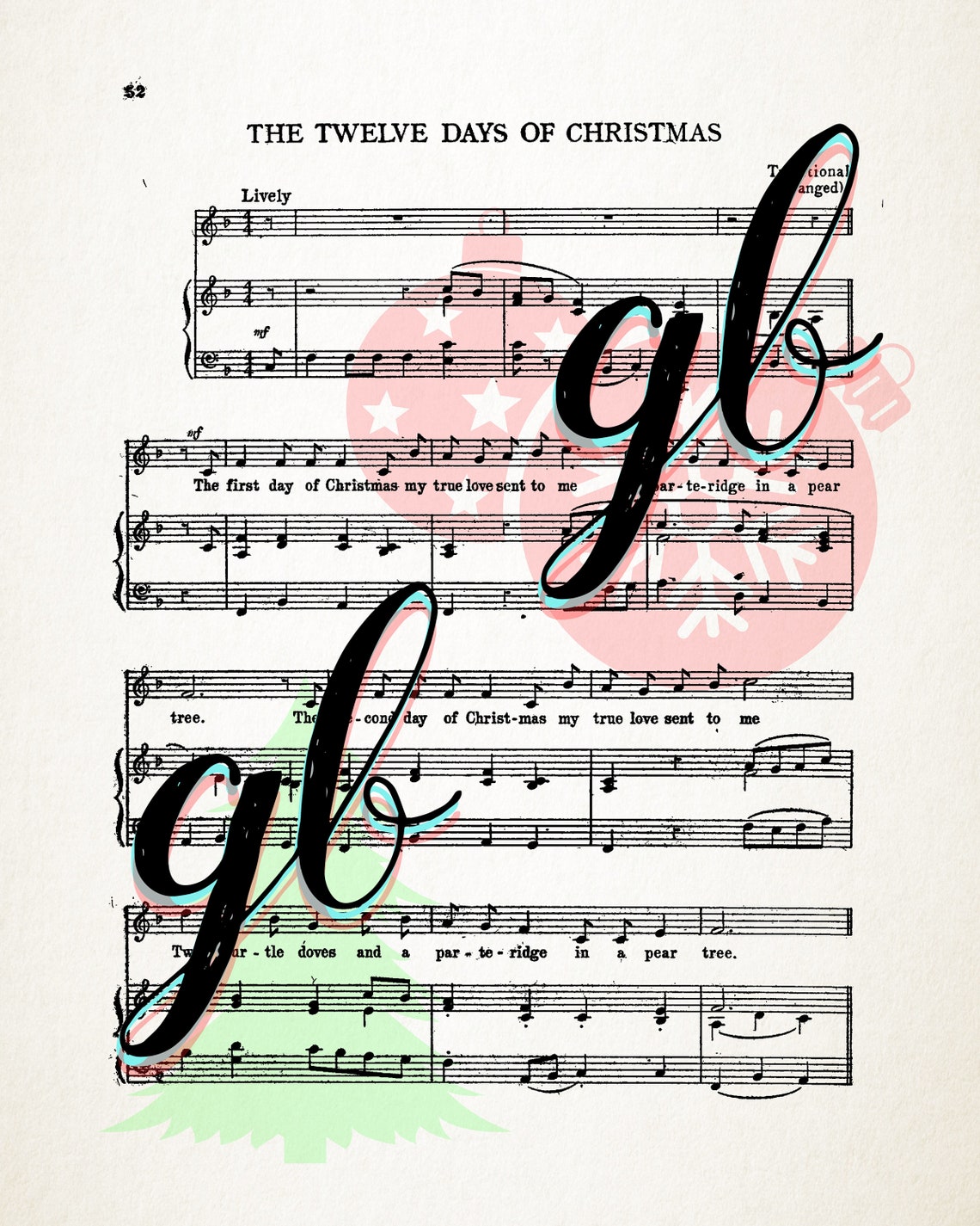 12 Days of Christmas Printable Vintage Sheet Music | Classic Holiday ...