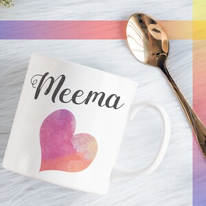 Meema Mug Heart Watercolor Design, New Meema Gift for Christmas or ...