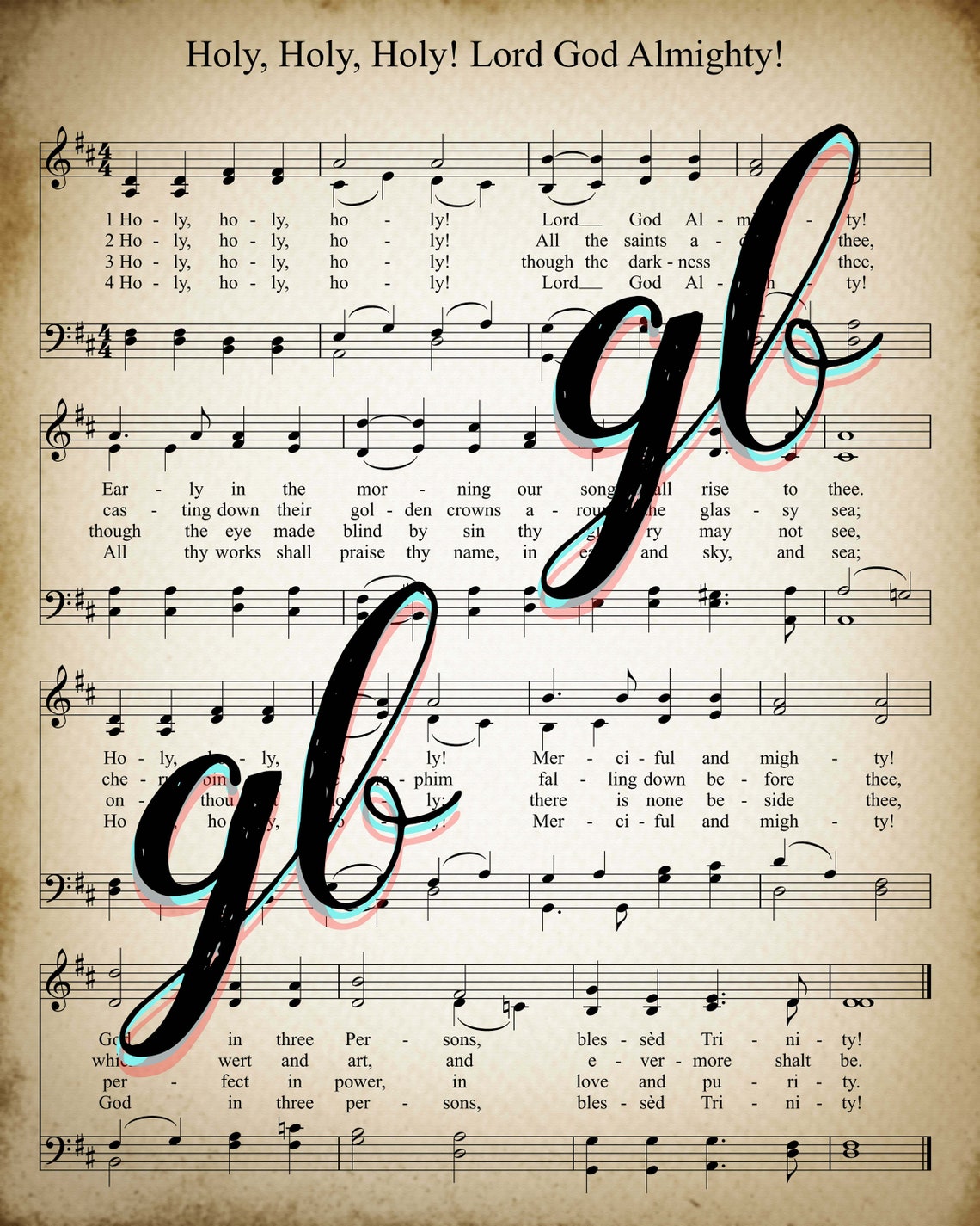 Holy Holy Holy Lord God Almighty Printable Vintage Sheet | Etsy