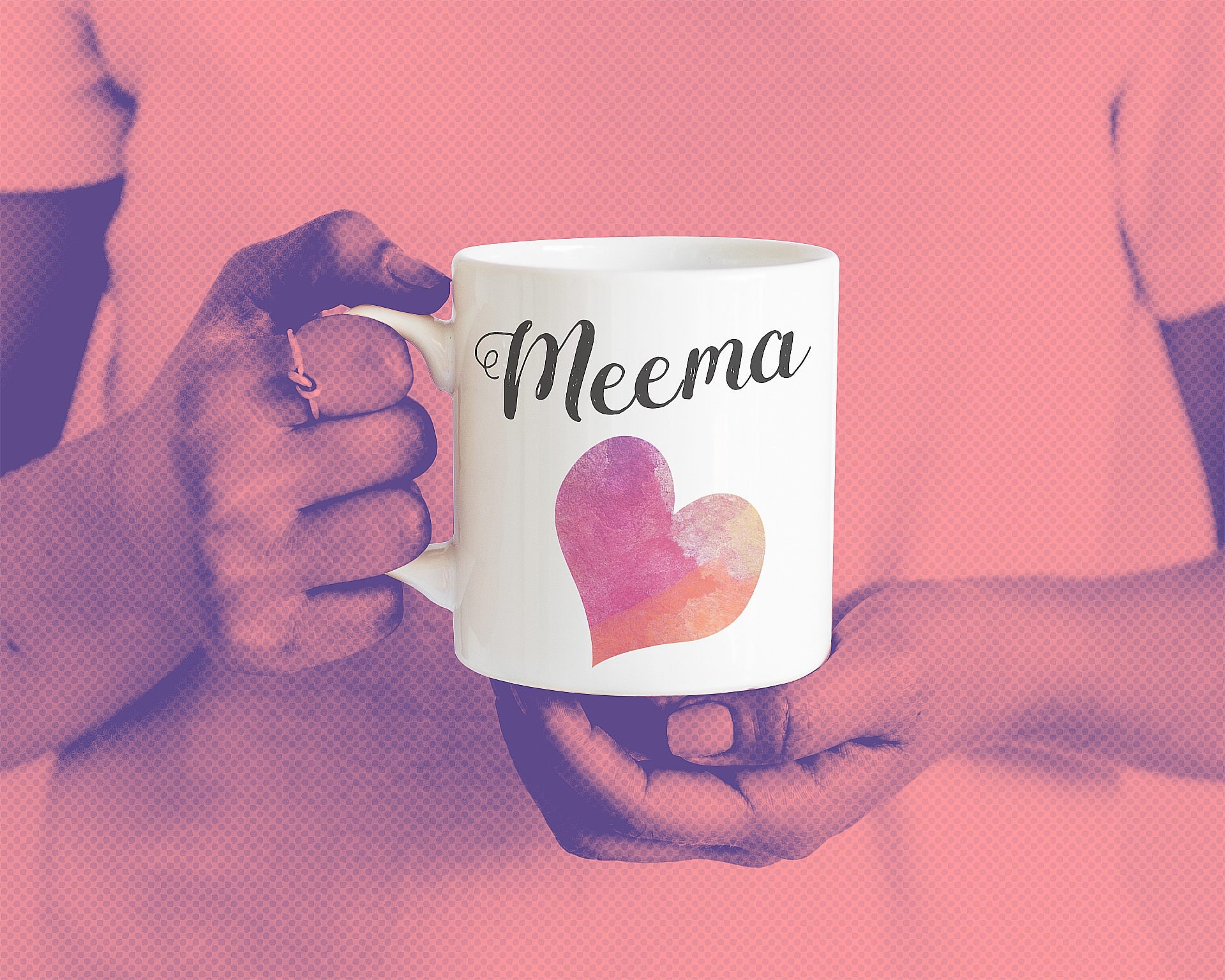 Meema Mug Heart Watercolor Design New Meema Gift for | Etsy