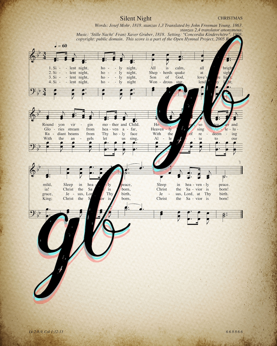 Silent Night Printable Vintage Sheet Music Christian Hymn | Etsy