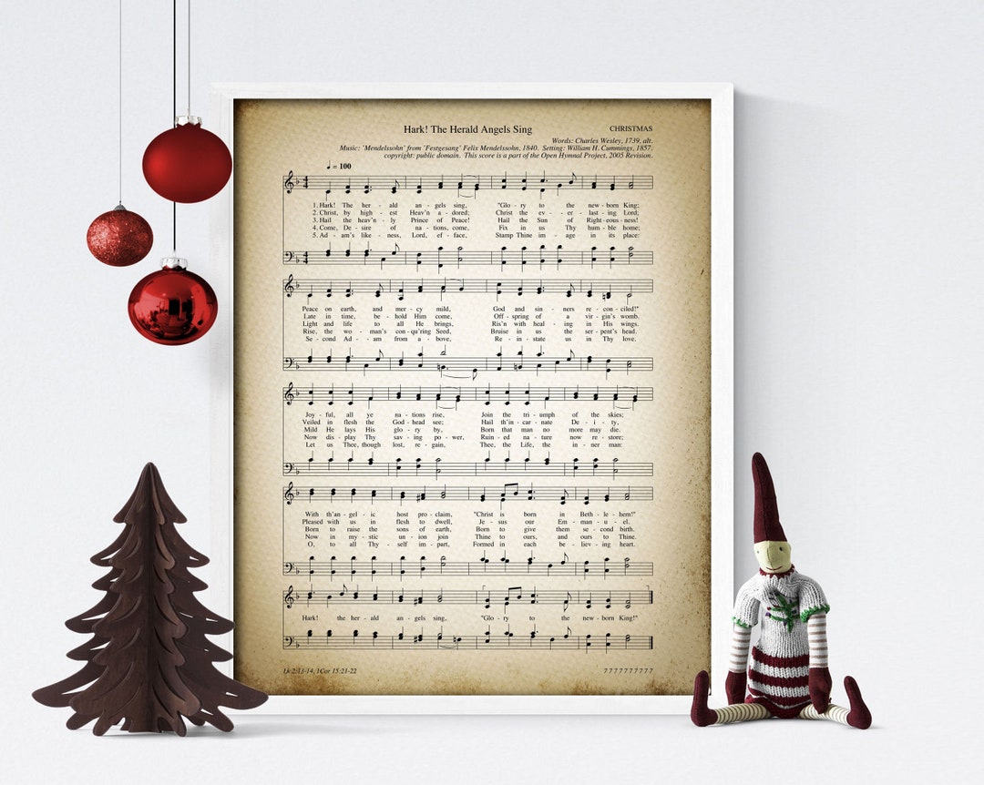 Hark the Herald Angels Sing Printable Vintage Sheet Music | Christian ...