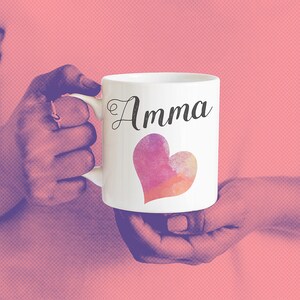 Amma Mug Heart Watercolor Design, New Amma Gift for Christmas or ...